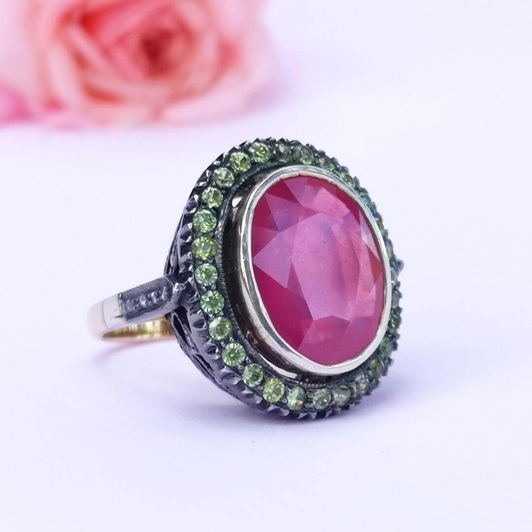 Ruby Diamonds Demantoid Ring | Best Price | SOPHYGEMS